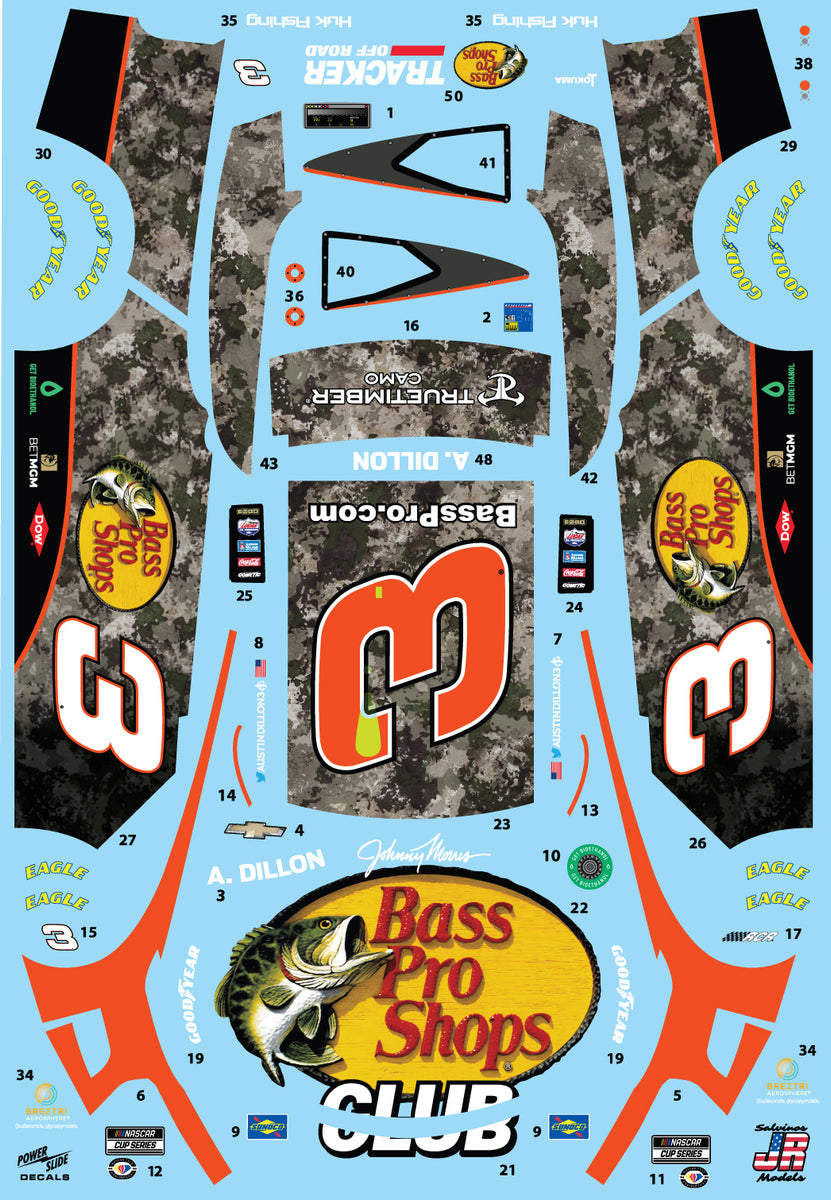 Decals Only -Austin Dillon #3 2023 Bass Pro Shop Chevy Camaro RCC2023A ...