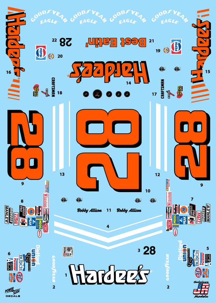 Decals Only -Bobby Allison #28 Ranier Racing Chevy Monte Carlo RRMC198 ...