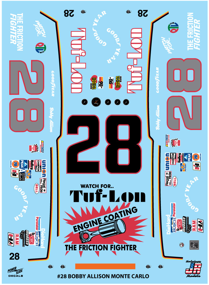 Decals Only - Bobby Allison 1981 Tuf-lon Pontiac Lemans RRLM1981D ...